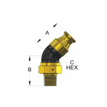 PAQ54-DOTS 45 Degree Male Elbow Swivel | Composite Push to Connect | Alkon