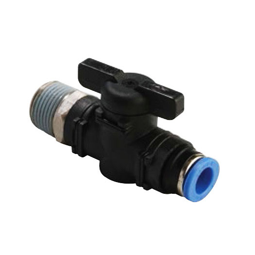 8mm Tube x 1/4" BSPT Thread - Ball Valve Straight (GBC 20-08-02)